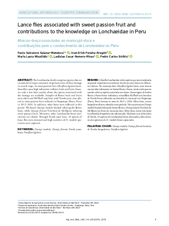 (PDF) Lance flies associated with sweet passion fruit and contributions ...