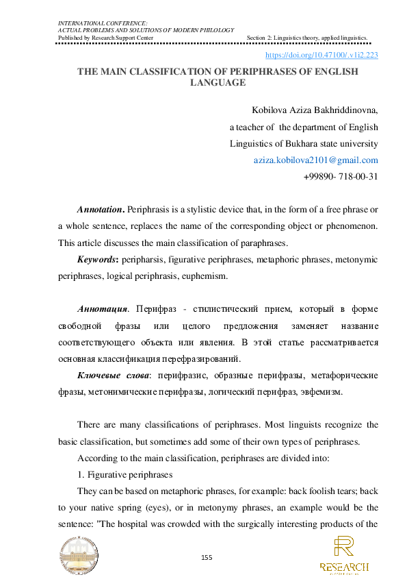 (PDF) The Main Classification of Periphrases of English Language ...