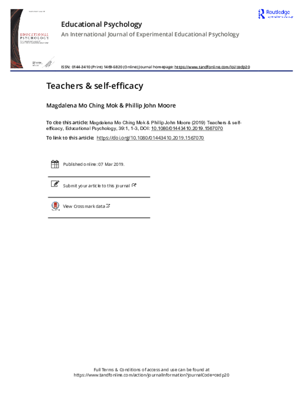(PDF) Teachers & self-efficacy