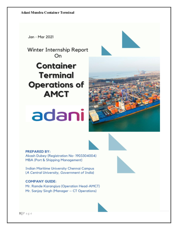 (PDF) Internship Report on Adani Mundra Container Terminal