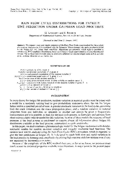 (PDF) Rain Flow Cycle Distributions for Fatigue Life Prediction Under ...