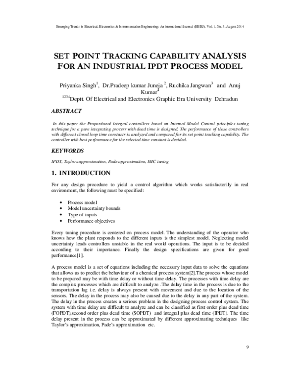 (PDF) SET POINT TRACKING CAPABILITY ANALYSIS FOR AN INDUSTRIAL IPDT ...