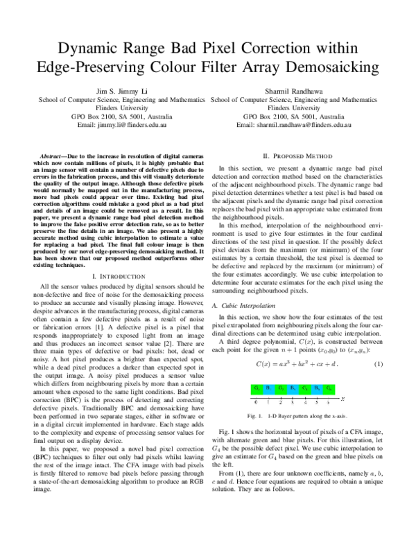 Pdf Dynamic Range Bad Pixel Correction Within Edge Preserving Colour