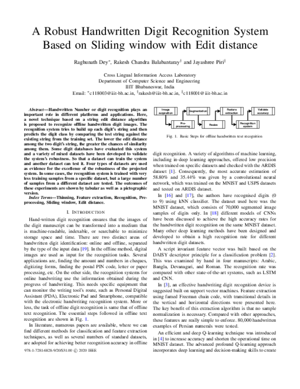 (PDF) A Robust Handwritten Digit Recognition System Based on Sliding ...