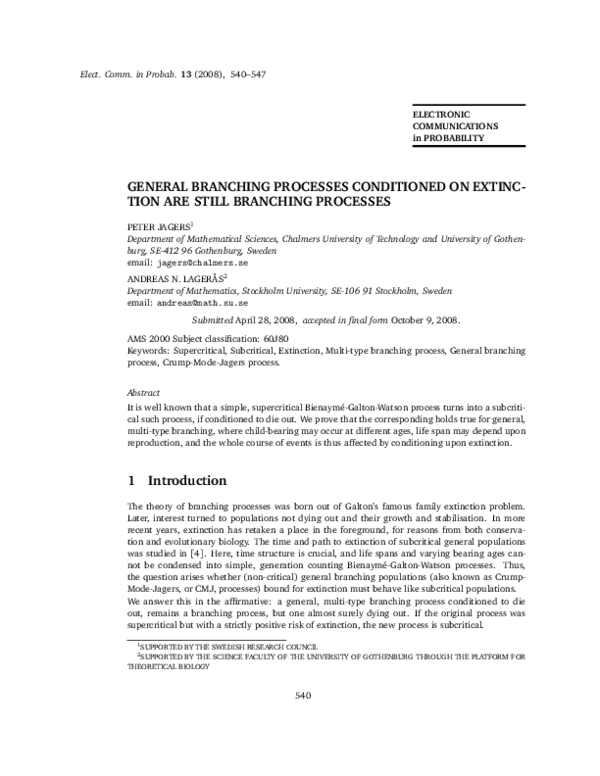 (PDF) General branching processes conditioned on extinction are still branching processes