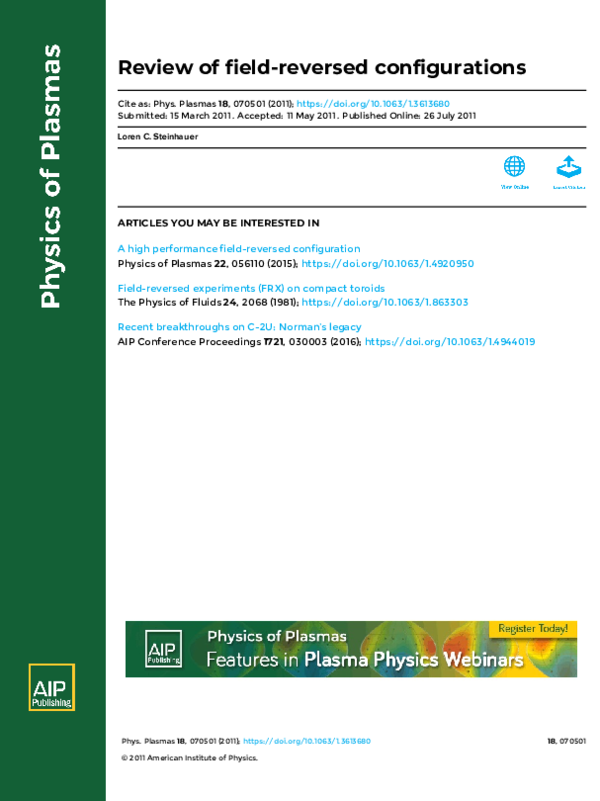 (PDF) Review of field-reversed configurations