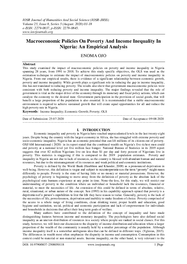 (PDF) Macroeconomic Policies On Poverty And Income Inequality In ...