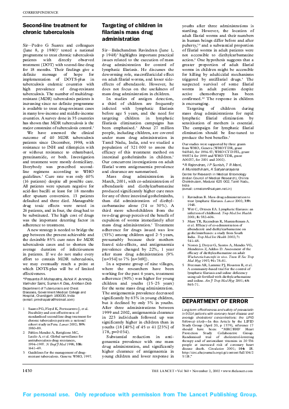 (PDF) Second-line treatment for chronic tuberculosis