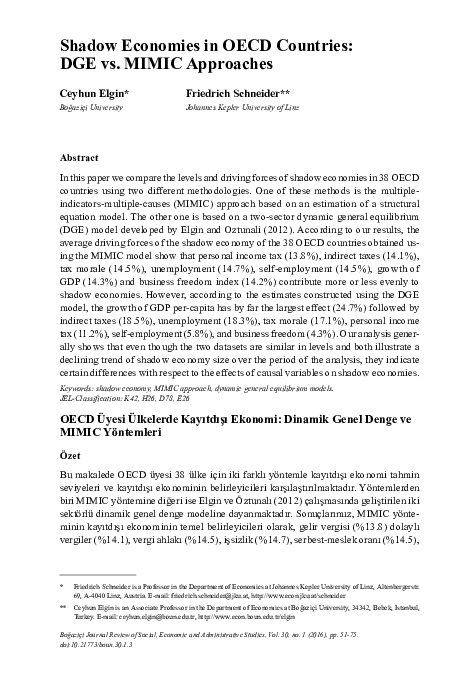 (PDF) Shadow Economies in OECD Countries: DGE vs. MIMIC Approaches