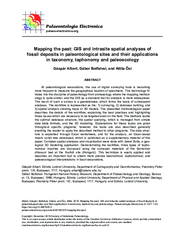 (PDF) Mapping the past: GIS and intrasite spatial analyses of fossil ...