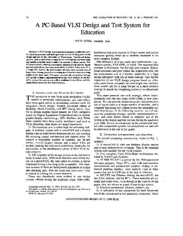 (PDF) A PC-based VLSI design and test system for education