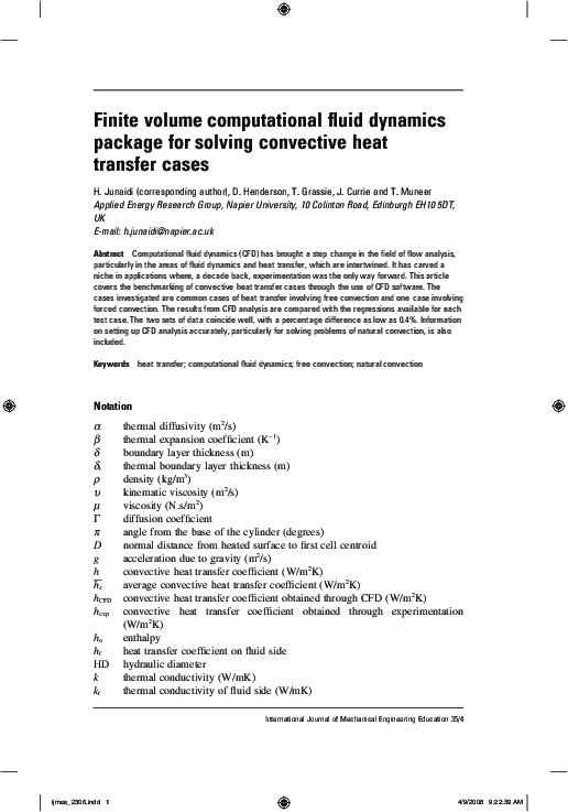 Pdf Finite Volume Computational Fluid Dynamics Package For Solving