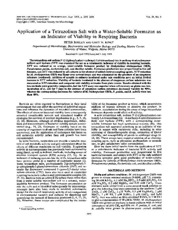 (PDF) Application of a tetrazolium salt with a water-soluble formazan ...