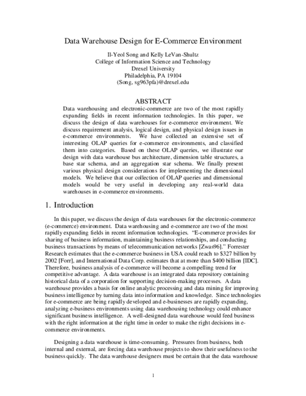 (PDF) Data Warehouse Design for E-Commerce Environments