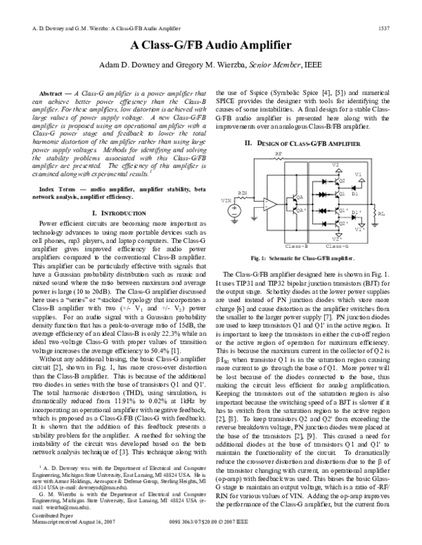 (PDF) A Class-G/FB Audio Amplifier