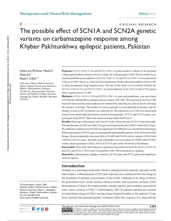 (PDF) The possible effect of SCN1A and SCN2A genetic variants on ...