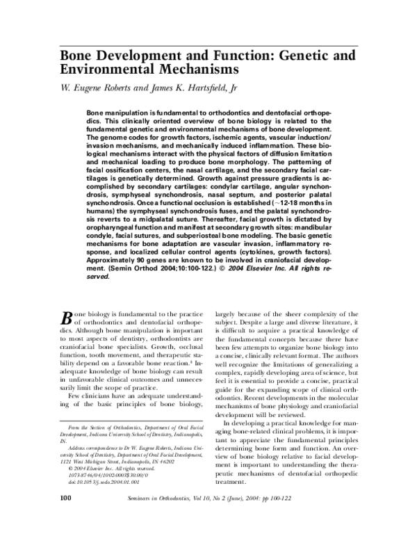 (PDF) Bone development and function: genetic and environmental mechanisms