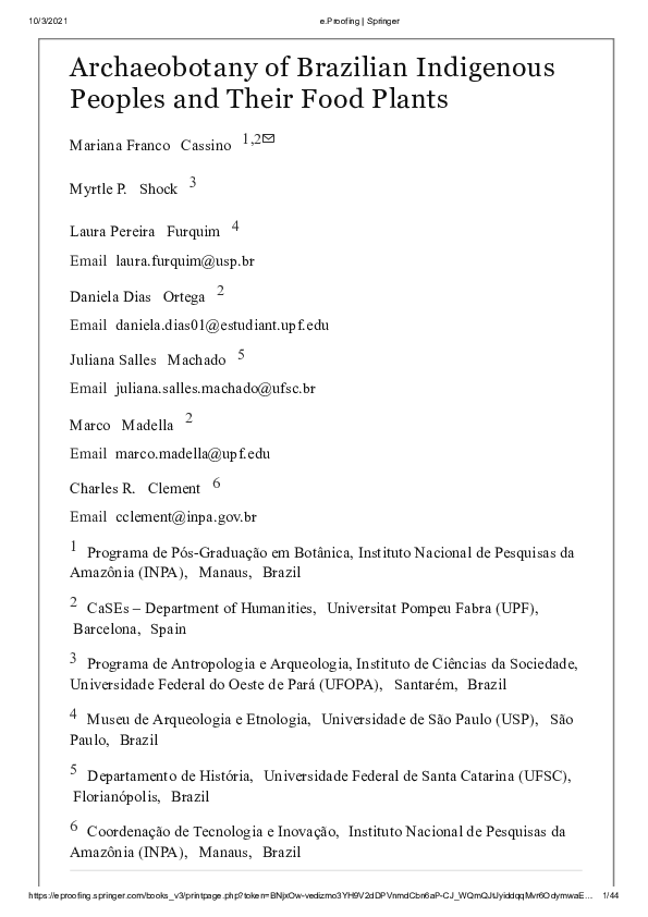 (PDF) Archaeobotany of Brazilian Indigenous peoples and their food plants