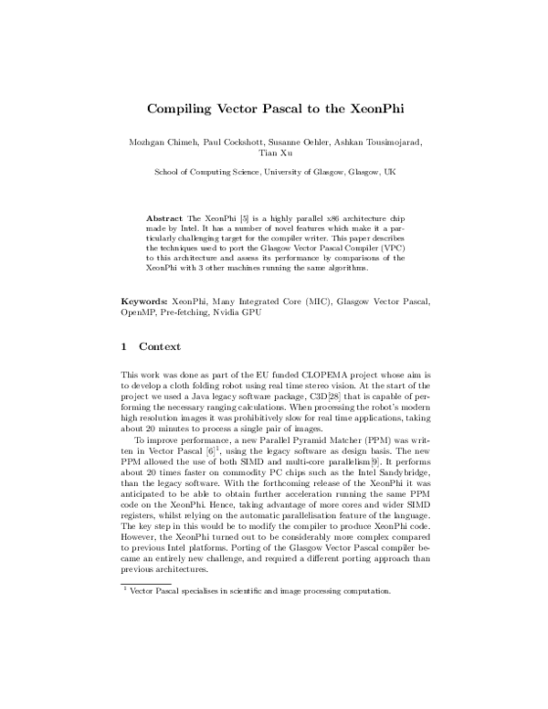 (PDF) Compiling Vector Pascal to the XeonPhi
