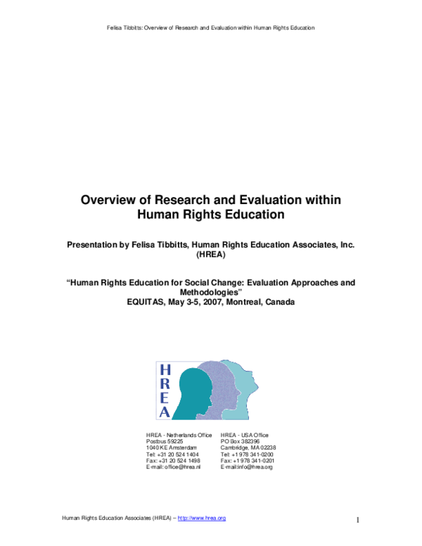 (PDF) Overview of Research and Evaluation within Human Rights Education