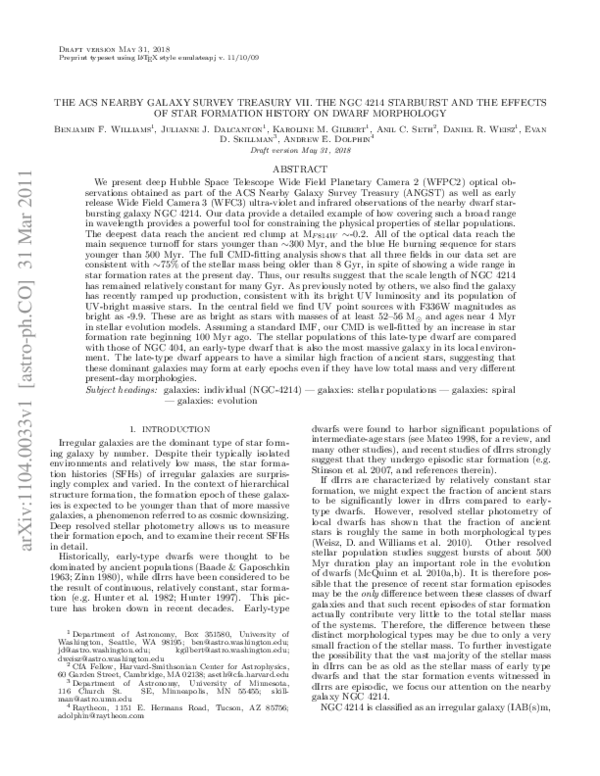 (PDF) The Acs Nearby Galaxy Survey Treasury. VII. The NGC 4214 ...