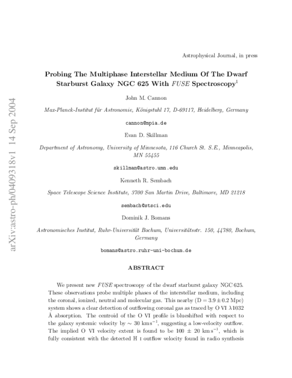 (PDF) Probing the Multiphase Interstellar Medium of the Dwarf Starburst ...