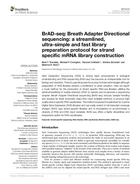 (PDF) BrAD-seq: Breath Adapter Directional sequencing: a streamlined ...