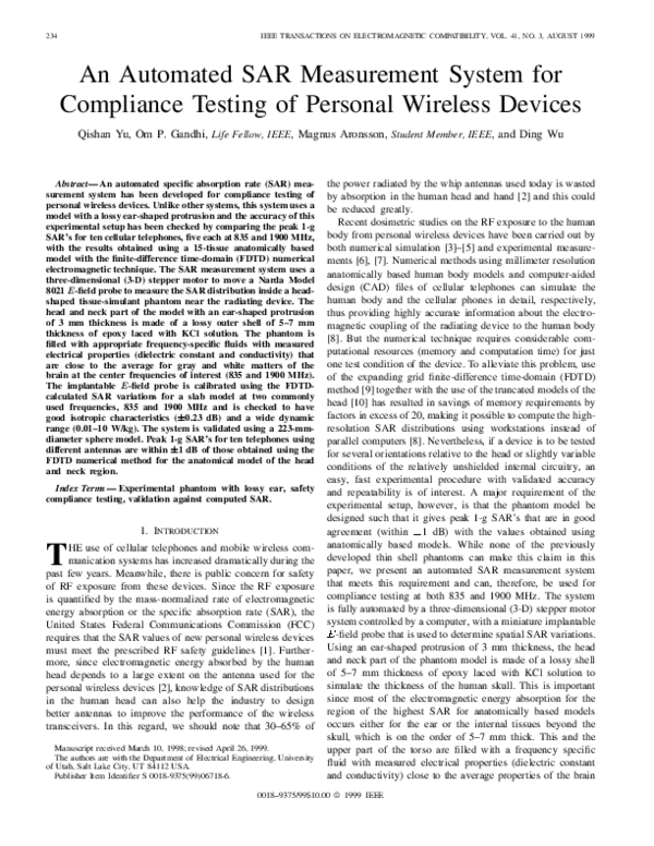 (PDF) An automated SAR measurement system for compliance testing of ...
