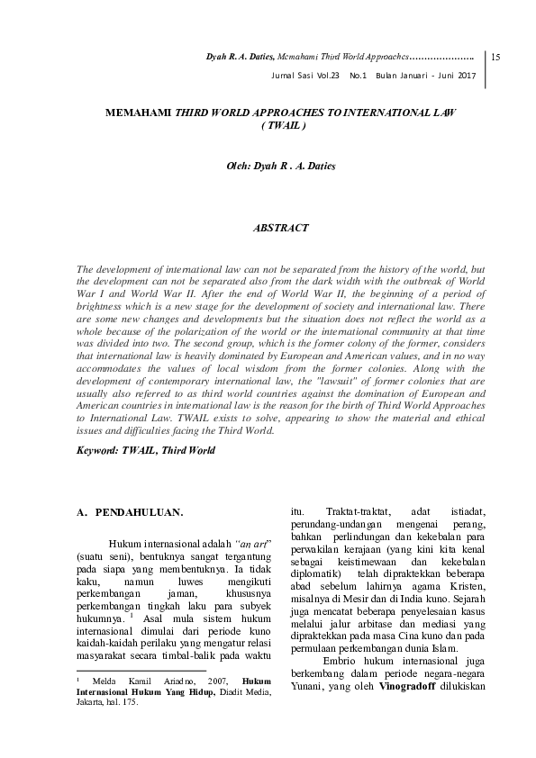(PDF) Memahami Third World Approaches to International Law ( Twail )