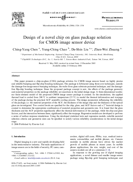 (PDF) Design of a novel chip on glass package solution for CMOS image ...