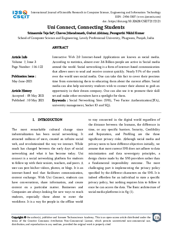 (PDF) Uni Connect, Connecting Students | International Journal of ...