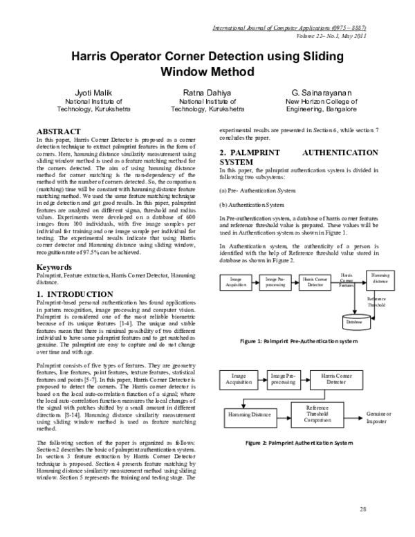 (PDF) Harris Operator Corner Detection using Sliding Window Method