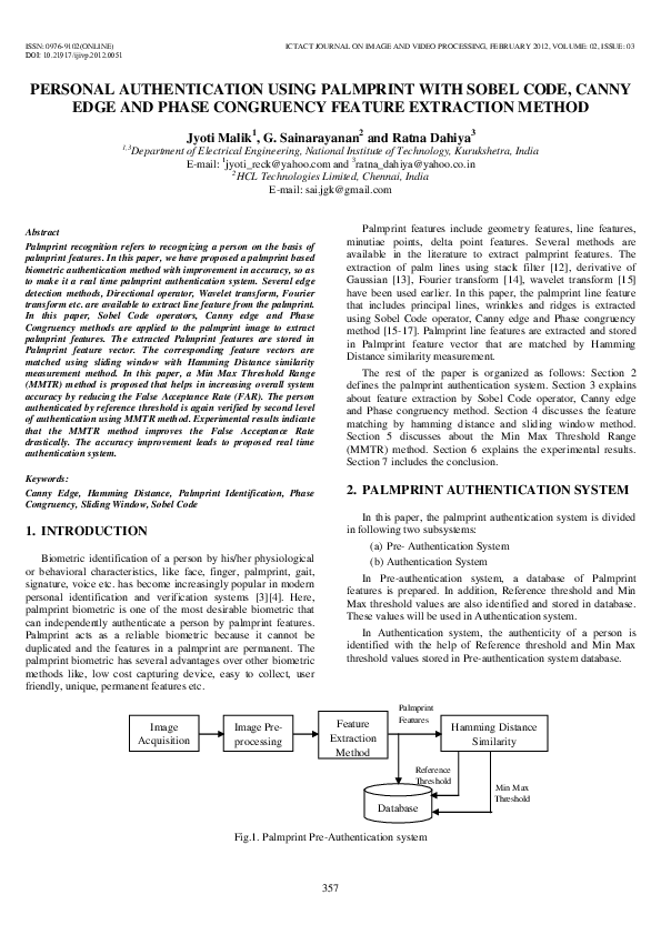 (PDF) Personal Authentication Using Palmprint with Sobel Code, Canny Edge and Phase Congruency ...