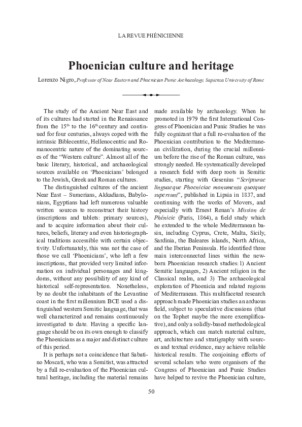 (PDF) Phoenician culture and heritage