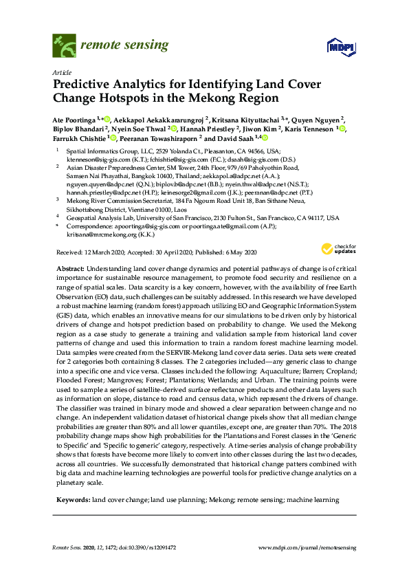 (PDF) Predictive Analytics for Identifying Land Cover Change Hotspots ...