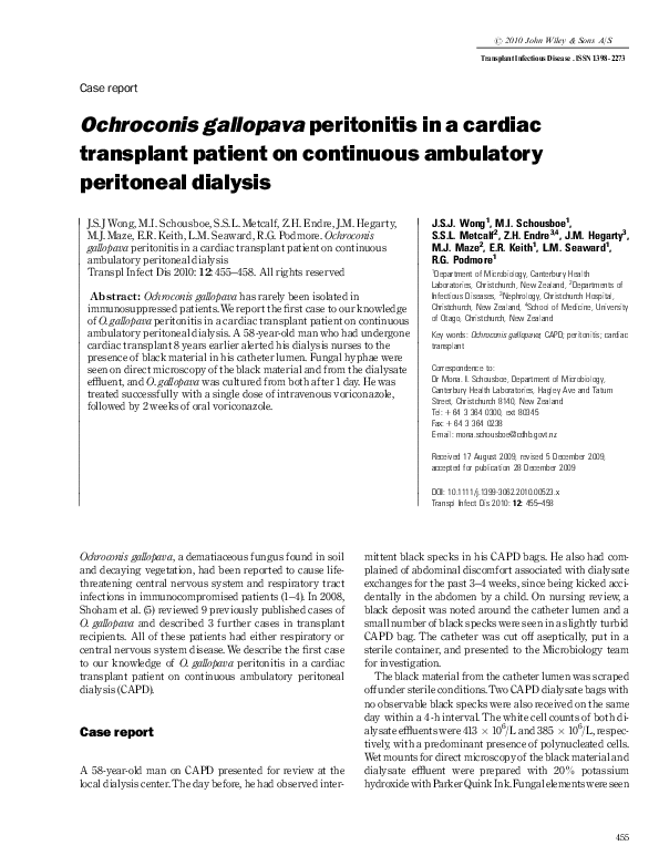 (PDF) Ochroconis gallopava peritonitis in a cardiac transplant patient ...