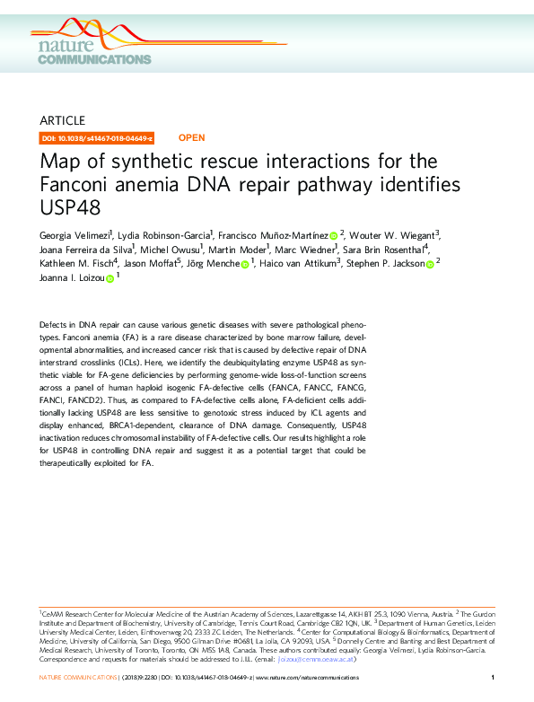 (PDF) Map of synthetic rescue interactions for the Fanconi anemia DNA ...