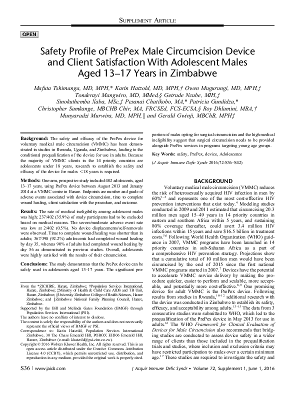 (PDF) Safety Profile of PrePex Male Circumcision Device and Client ...