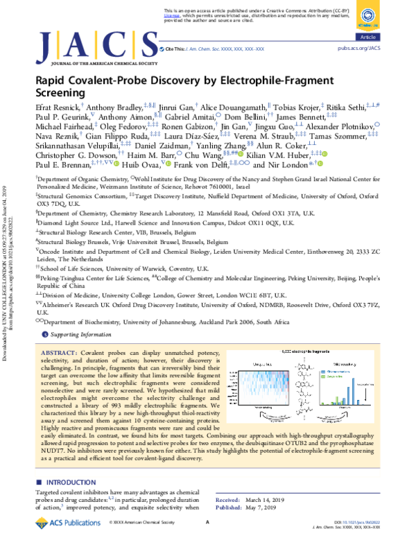 (PDF) Rapid covalent-probe discovery by electrophile fragment screening