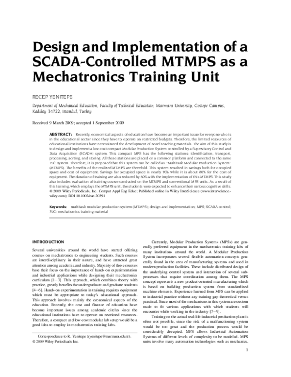 (PDF) Design and implementation of a SCADA‐controlled MTMPS as a ...