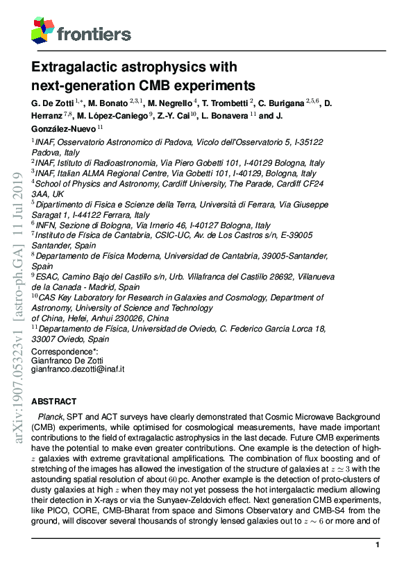 (PDF) CMB Experiments and Extragalactic Astrophysics