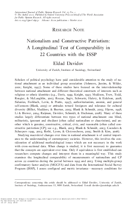 (PDF) Nationalism and Constructive Patriotism: A Longitudinal Test of ...