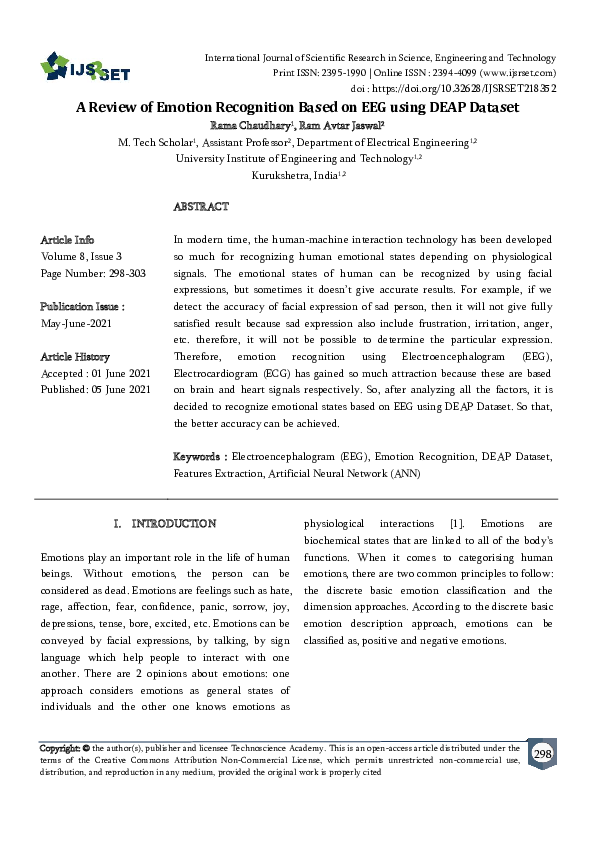 Pdf A Review Of Emotion Recognition Based On Eeg Using Deap Dataset