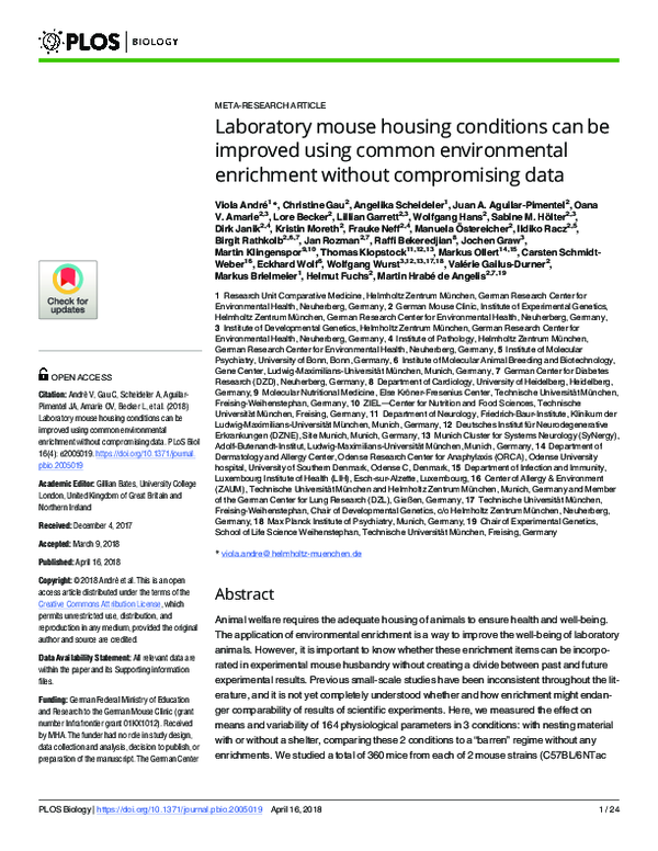 (PDF) Laboratory mouse housing conditions can be improved using common ...
