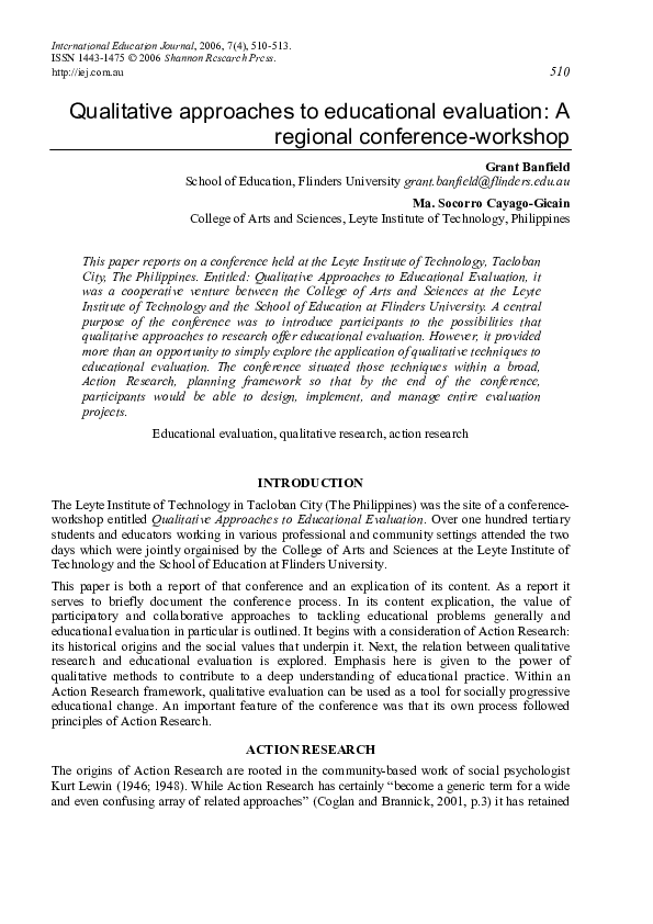 (PDF) Qualitative approaches to educational evaluation: A regional conference-workshop