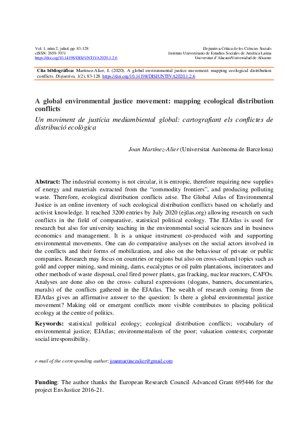 (PDF) A global environmental justice movement: mapping ecological ...