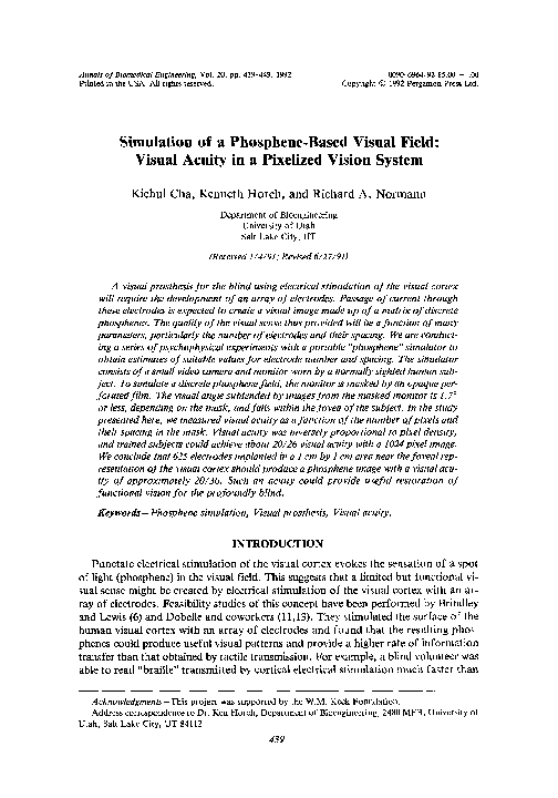 (PDF) Simulation of a phosphene-based visual field: Visual acuity in a ...