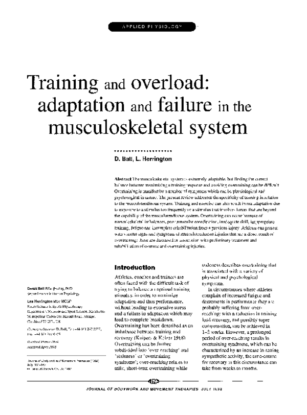 (PDF) Training and overload: adaptation and failure in the ...