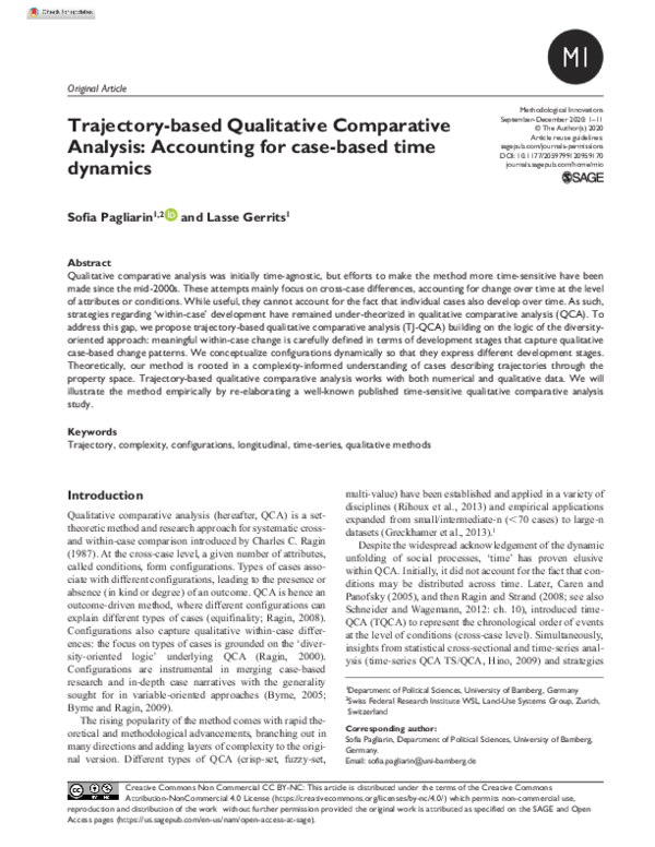 Pdf Trajectory Based Qualitative Comparative Analysis Accounting For Case Based Time Dynamics