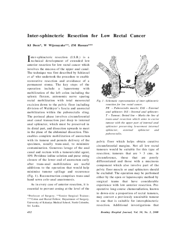 Pdf Intersphincteric Resection For Low Rectal Cancer Guglielmo